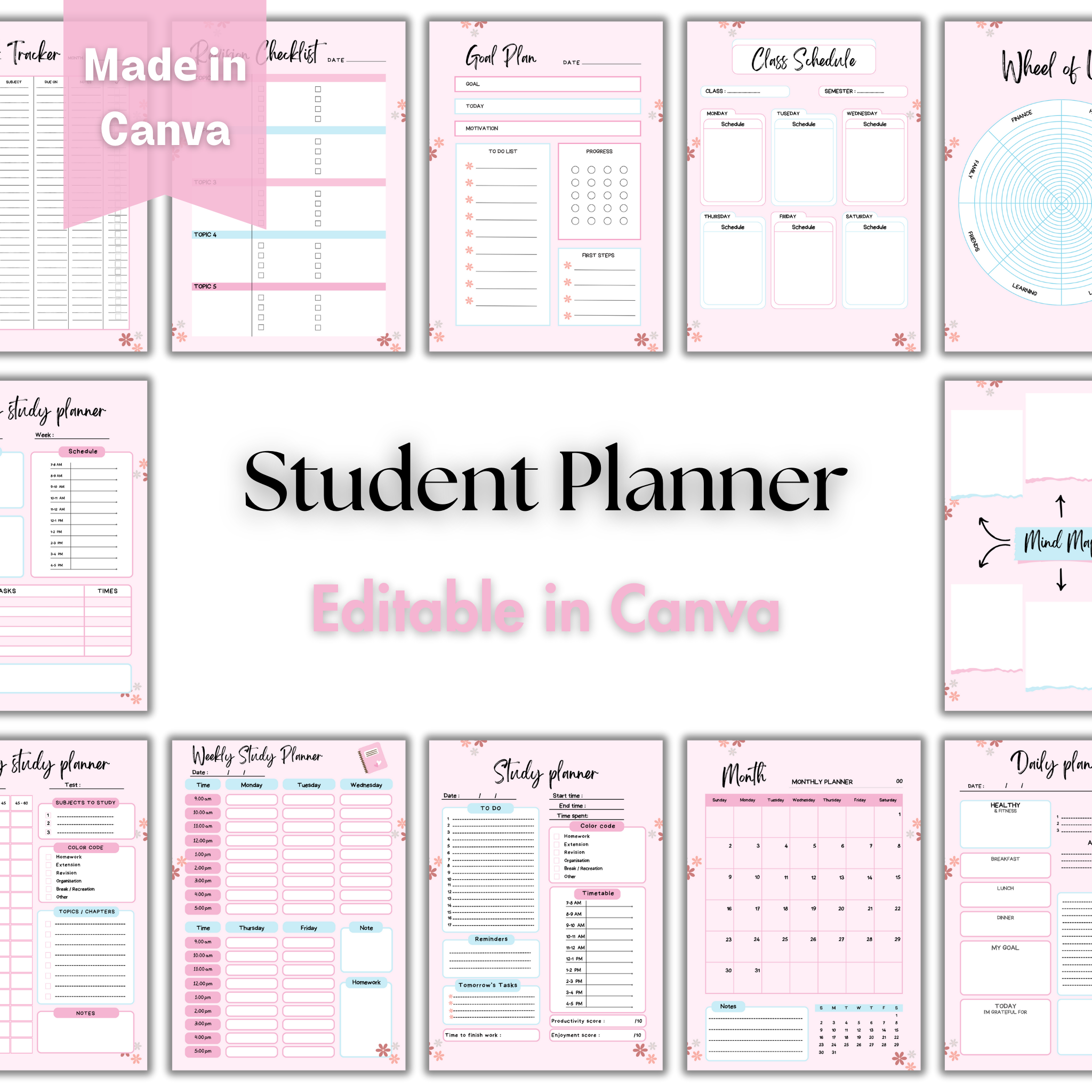 Customizable Canva Study Planner Template | Ace Your Academics ...